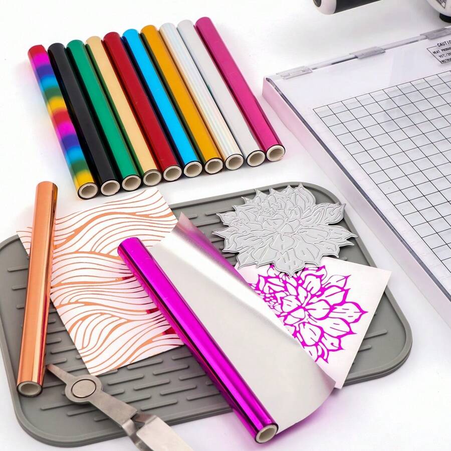 CYFUN DESIGN 12 rouleaux Papier à transfert de feuille de briller ...