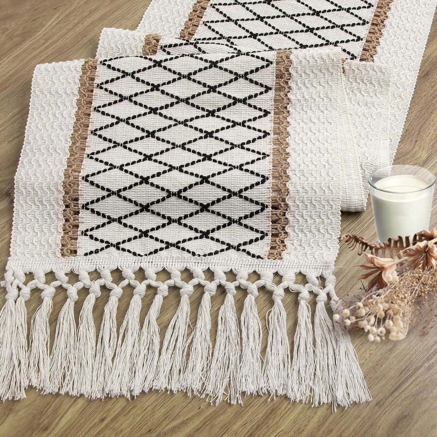 1pc Boho Table Runner Short, Summer Table Runners With Tassels, Macrame ...