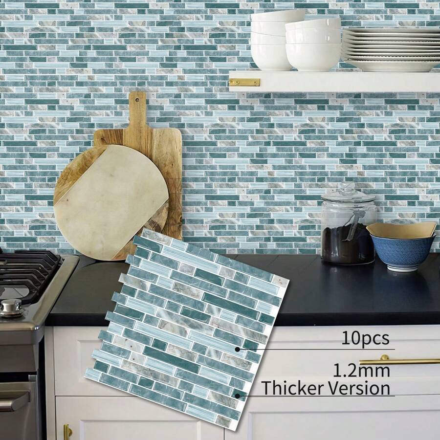 10pcs Peel And Stick 3D Gel Wall Tiles Waterproof Self-Adhesive ...