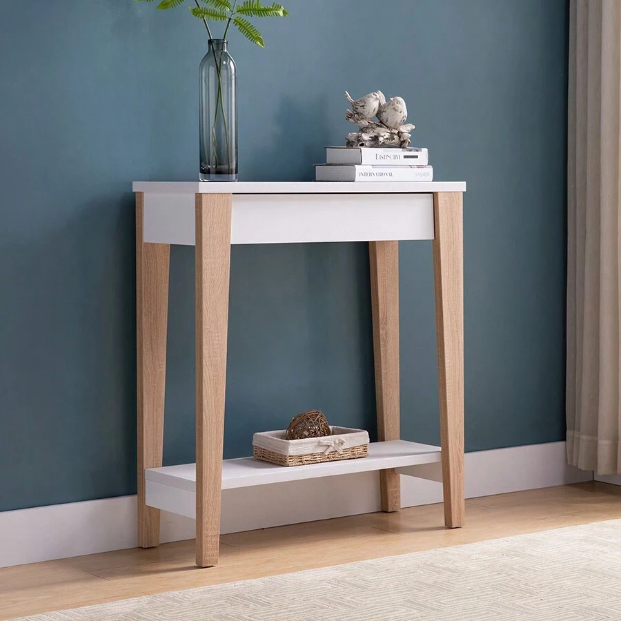 Wooden Console Table With Storage Drawer And Shelf, Durable And Compact ...