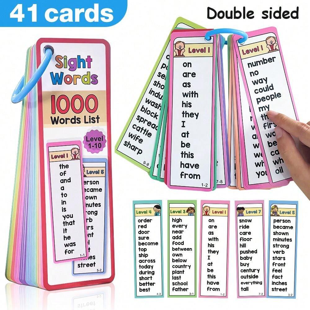 41cards 1000 English Sight Words List Flashcards Learning Reading ...