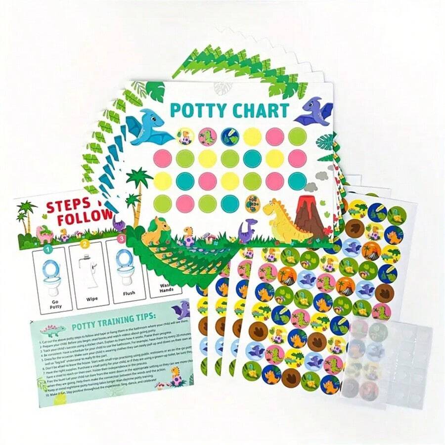 Dinosaur & Farm Potty Training Chart Stickers - Potty Chart, Potty ...