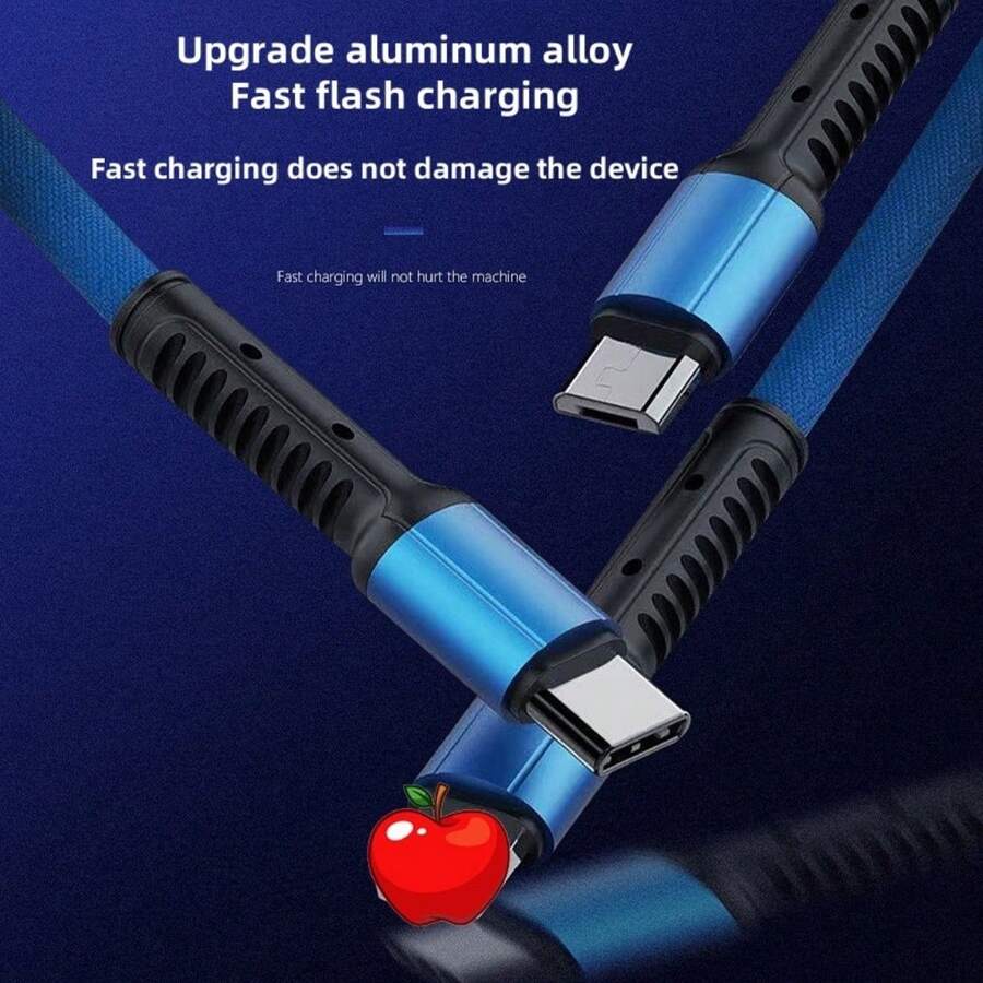 AZOMA Basic Braided Three In One Charging Cable Micro USB, Type-C Fast ...