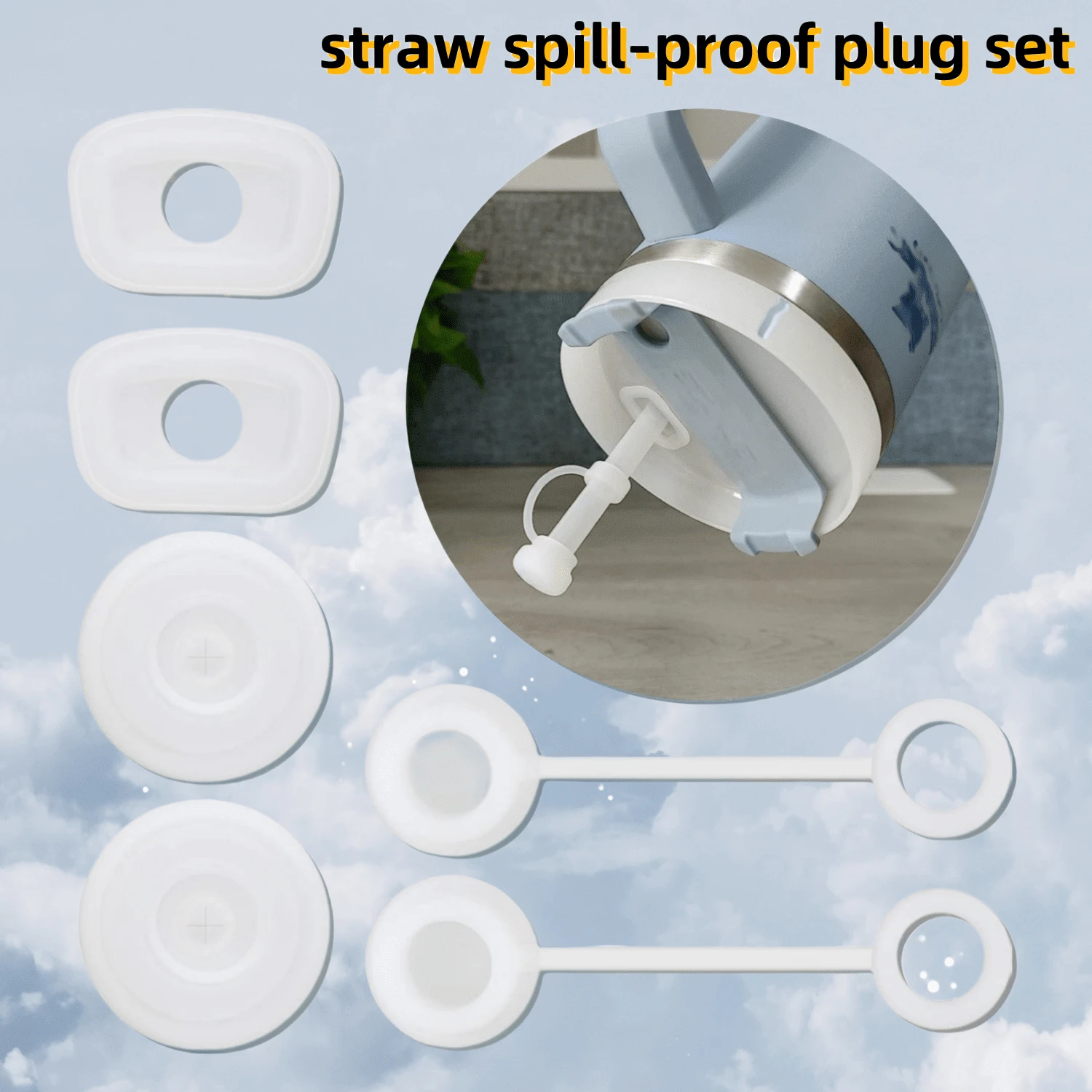 6pcs Anti-Spill Straw Lid Kit, Includes Straw Caps, Leak Stopper, And ...