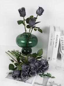 12 Pcs Artificial Rose Flower Gold Rose Flower Silk Flowers With Long ...