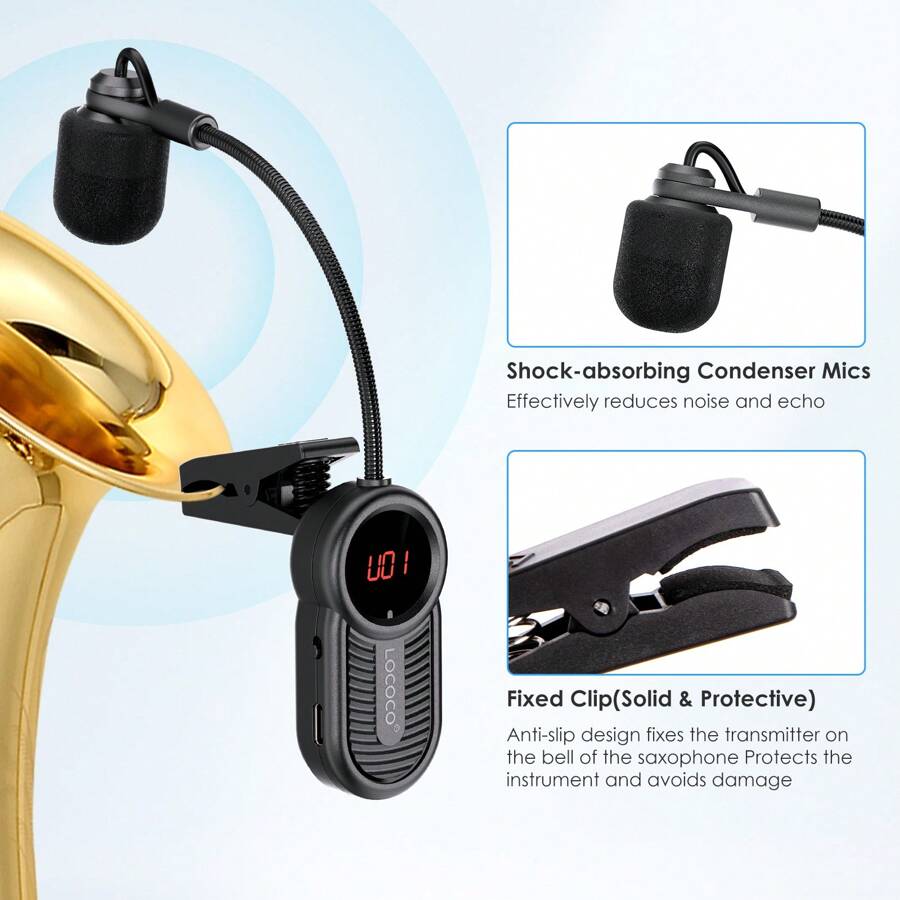 1 Pc Saxophone Microphone Professional Stage Equipment UHF Connect ...