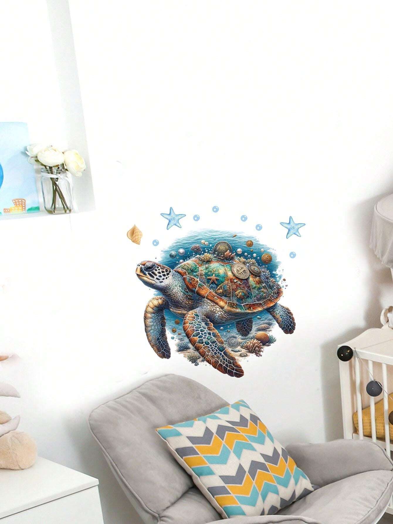 mama look 1pieces/6pieces Cartoon Sea Turtle Wall Stickers Bathtub ...