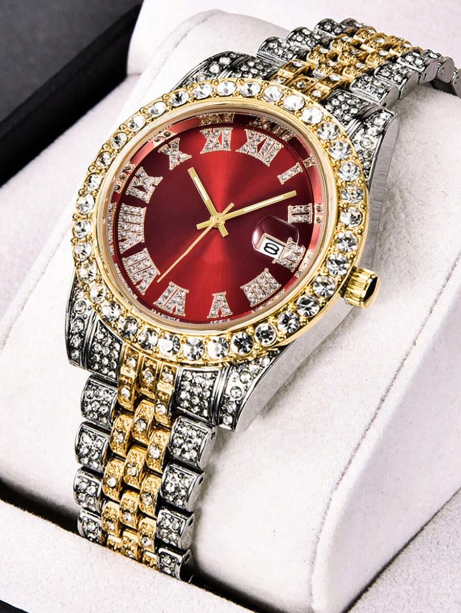1pc/Set Fashion Men's Business Quartz Watch With Roman Numeral Dial ...