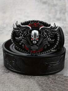 1pc Gothic Punk Street Style Cowgirl Western Cowboy Skull Buckle Belt ...