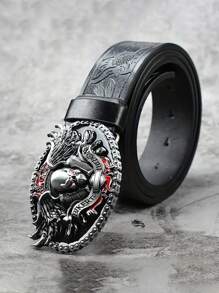 1pc Gothic Punk Street Style Cowgirl Western Cowboy Skull Buckle Belt ...