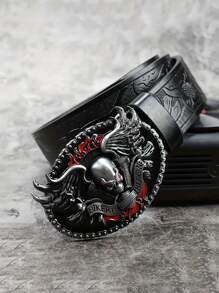 1pc Gothic Punk Street Style Cowgirl Western Cowboy Skull Buckle Belt ...
