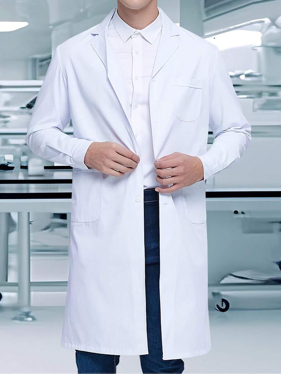 Men's Long Sleeve Lab Coat/Medical Uniform With Collar And Multiple ...