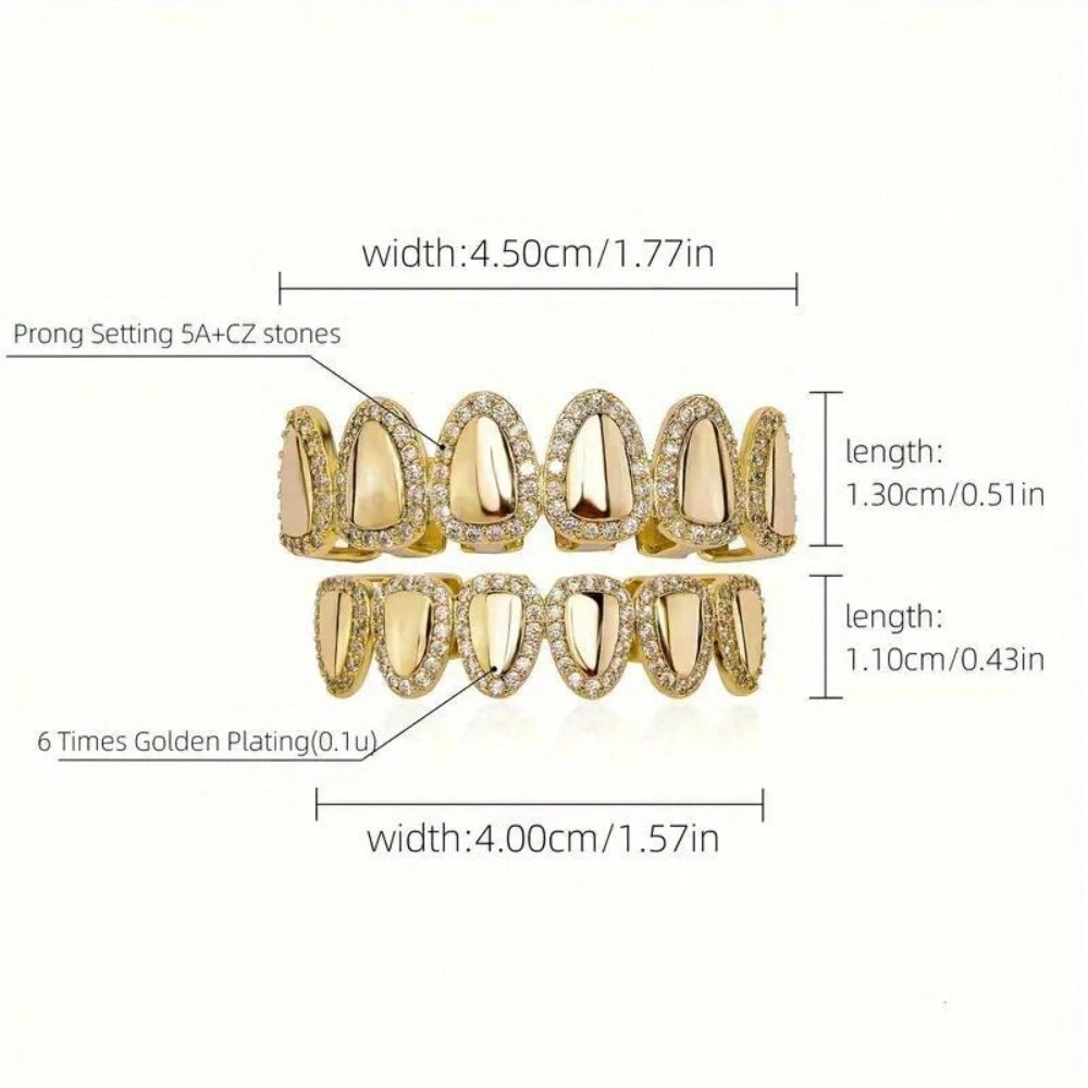2pcs/Set Top Bottom Teeth Grillz Set Zirconia Punk Teeth Mouth Dental ...