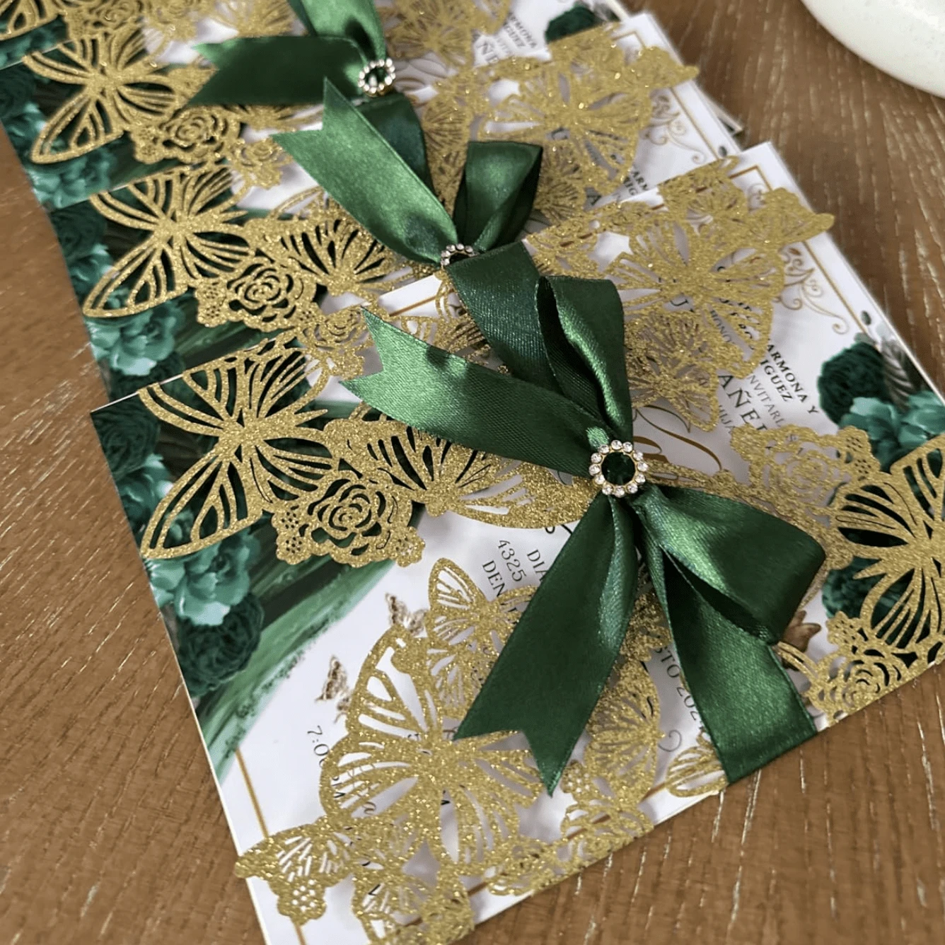 50 Pieces Romantic Glitter Gold Butterfly Birthday Laser Cut Fold ...