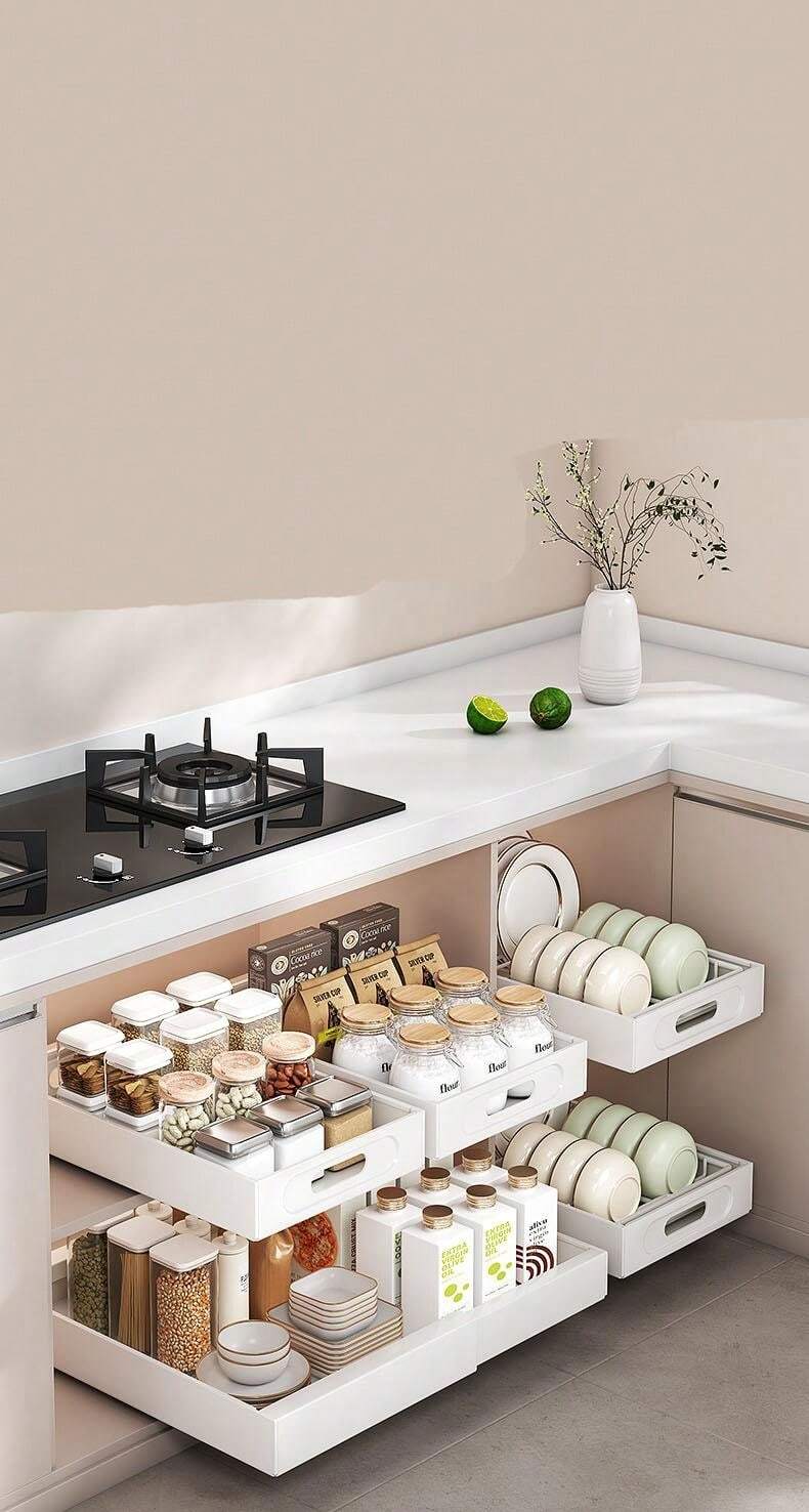 Retractable Cabinet Pull-Out Sliding Storage Basket For Sink Drawer ...