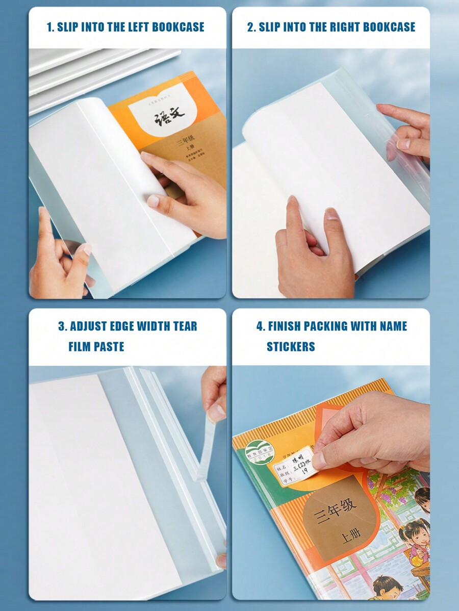 10pcs Transparent Waterproof Book Cover, Adjustable Reusable Book ...