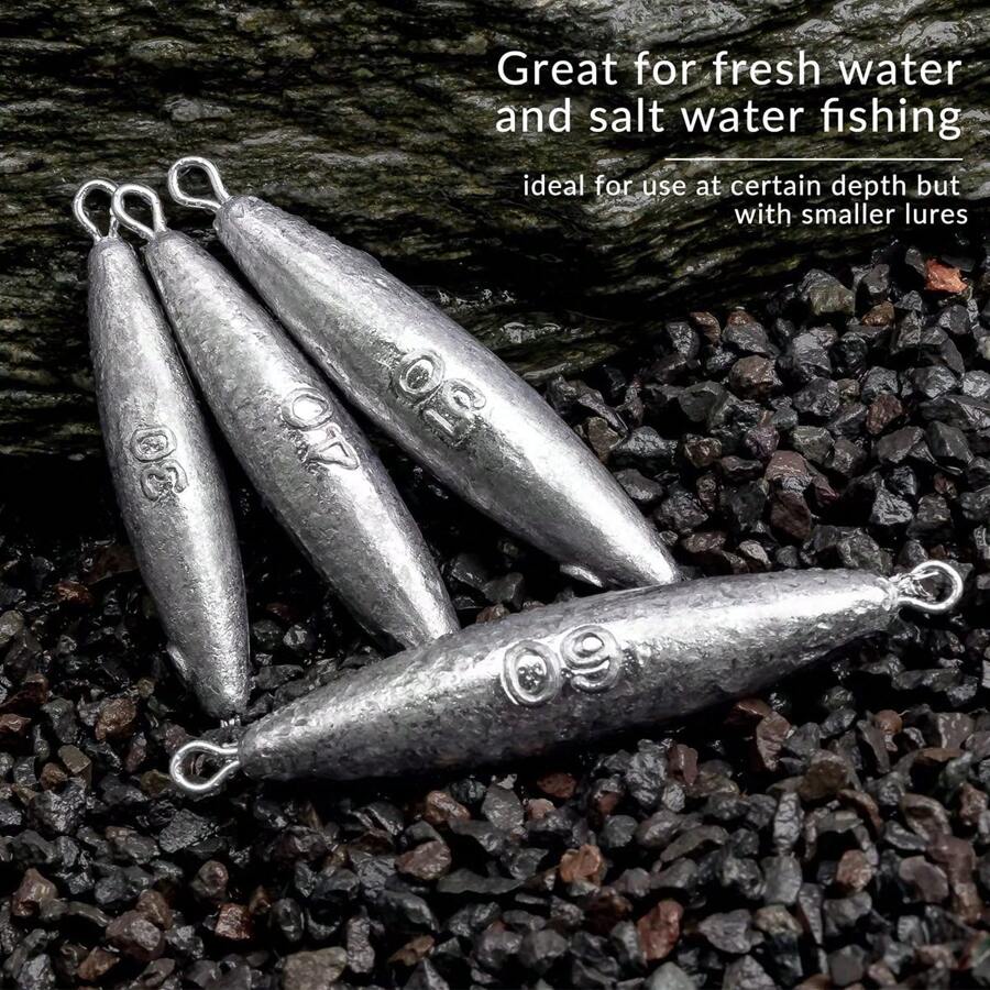 Torpedo Sinker Through Wire Fishing Weight Sinkers Saltwater Bullet Lead Fishing Sinkers Double ...