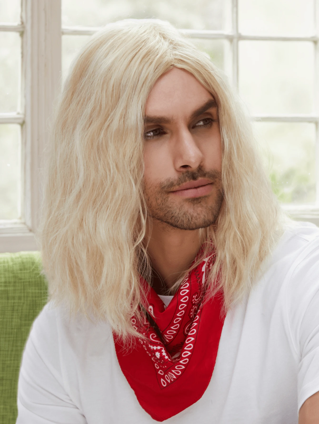 Peruca Loira Longa Homem 70s Cabelo John Lennon Peruca Cabelo Longo ...