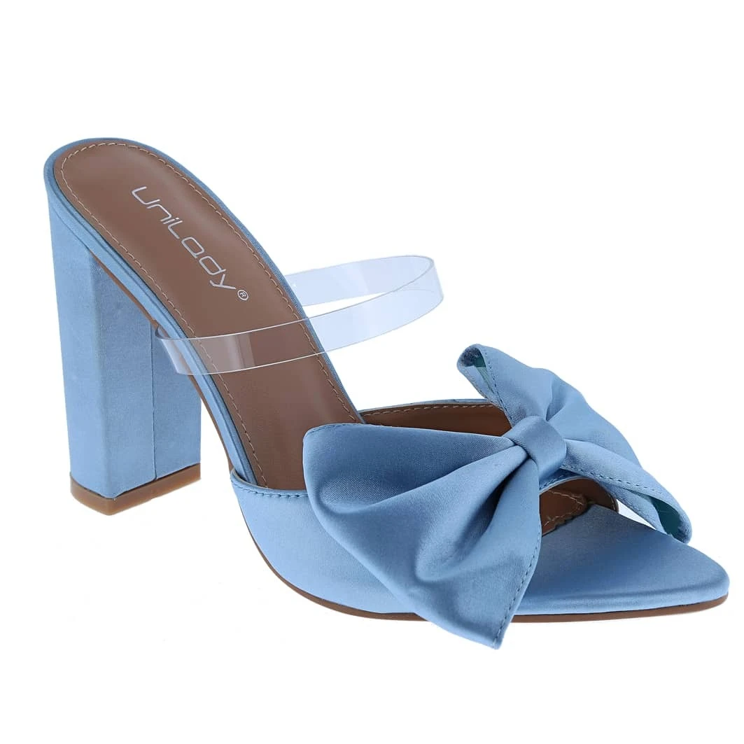 ILLUDE Women's Pointed Toe Heeled Sandal Chunky Block Heel With Bow ...