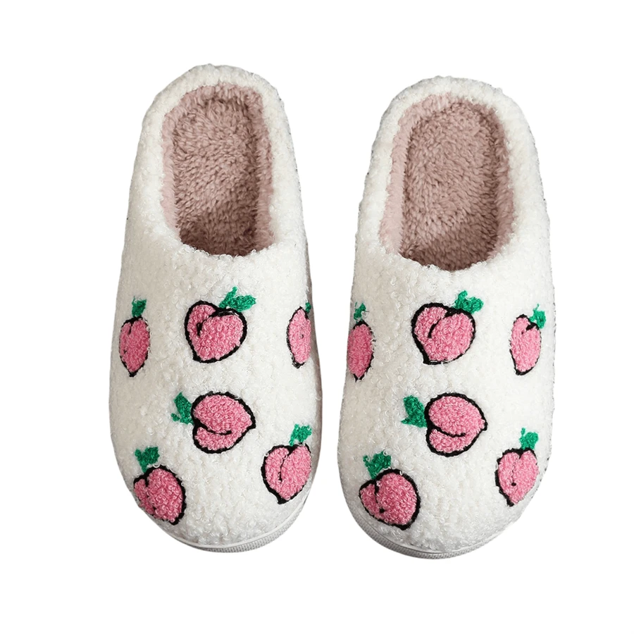 2024 New Peach Design Slippers, Cute Cartoon Home Anti-Slip Plush ...