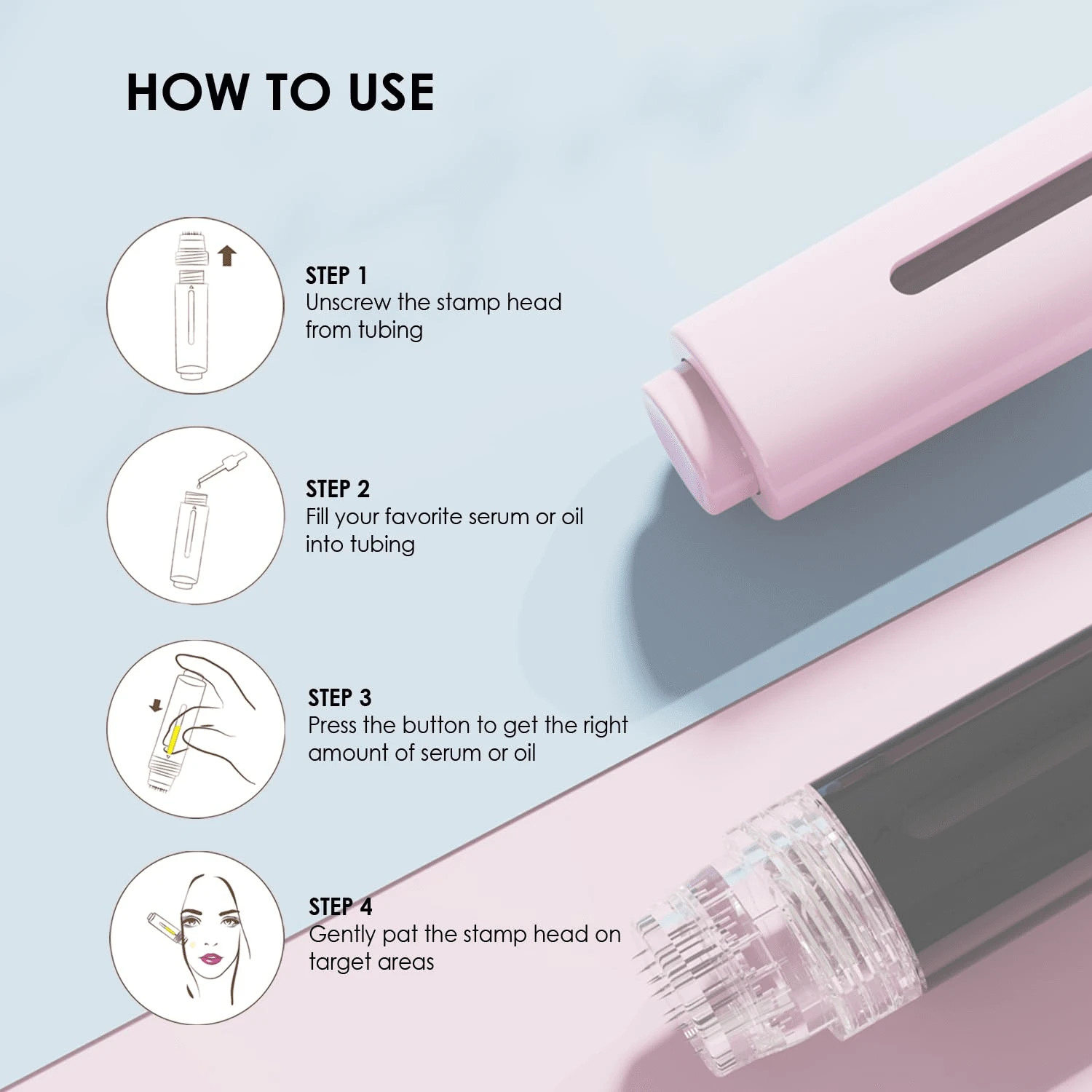 Titanium Derma Stamp Microneedle For Skin Care Face Lips Hair Scalp ...