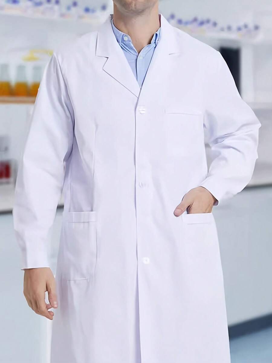 Men's Long Sleeve Lab Coat/Medical Uniform With Collar And Multiple ...