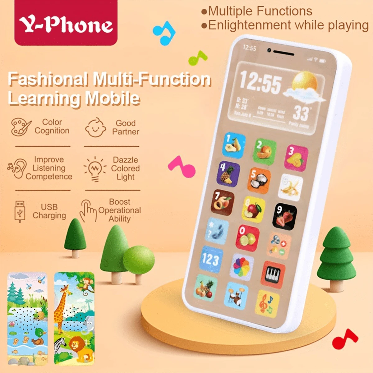 Kids Interactive Learning Phone - Teaches English, Math, Fruits, Colors ...