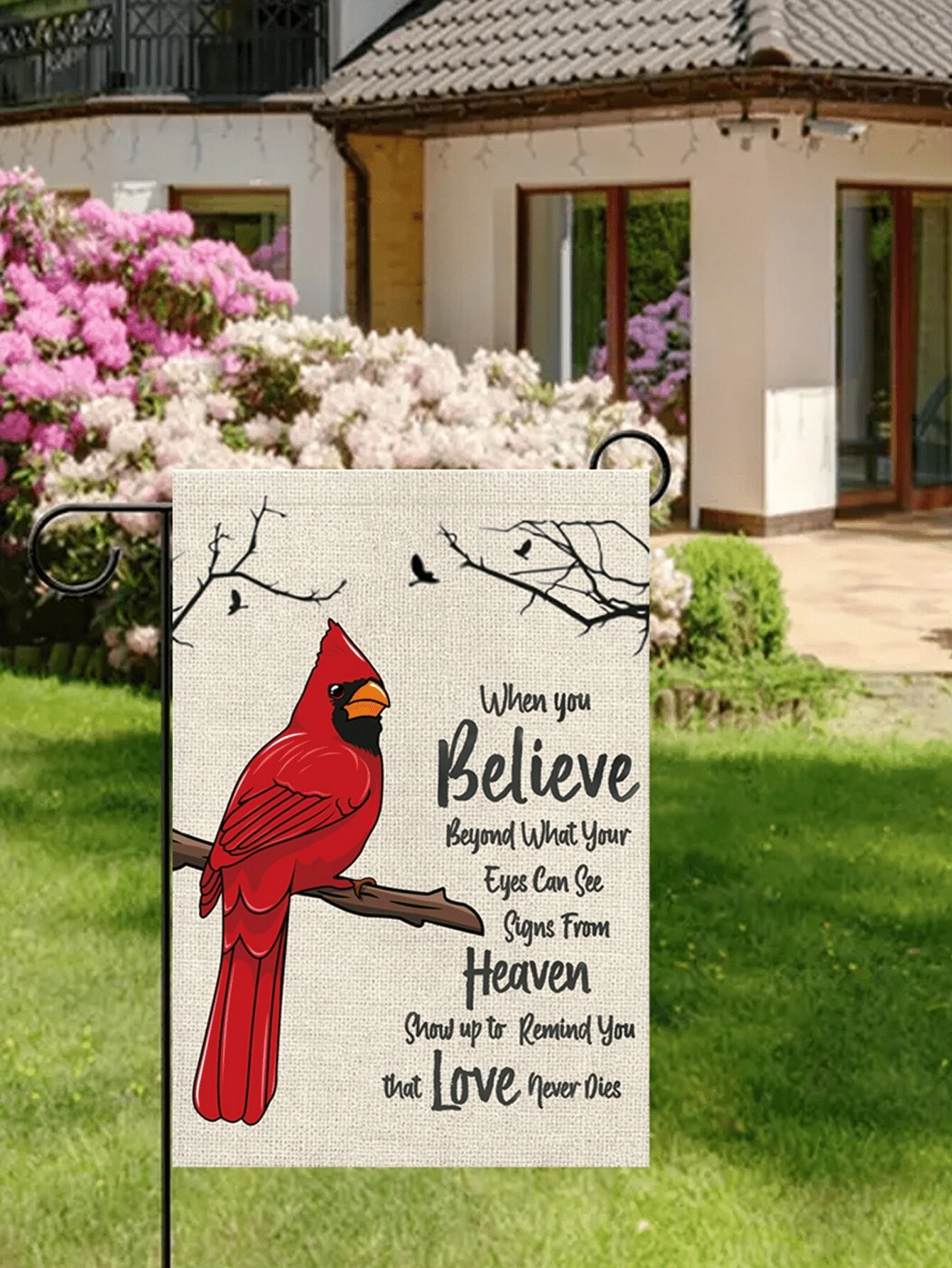 1pc Farmhouse-Style Burlap Cardinal Garden Flag - Vibrant Outdoor Decor ...