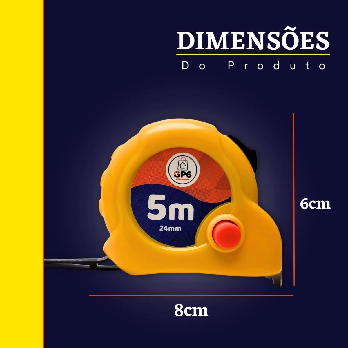 Trena De Aço C/ 5 Metros Emborrachada Com Trava Profissional | SHEIN Brasil
