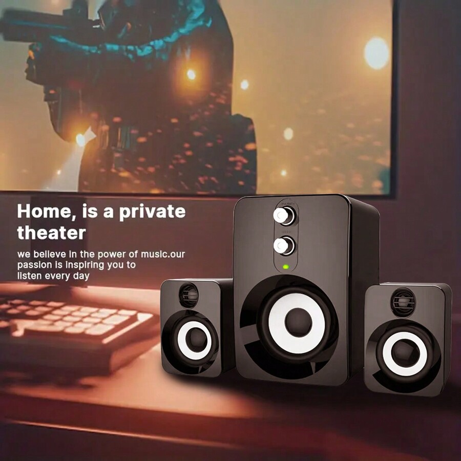 Wired Computer Speakers, Home Desktop Multimedia Subwoofer Stereo Sound ...