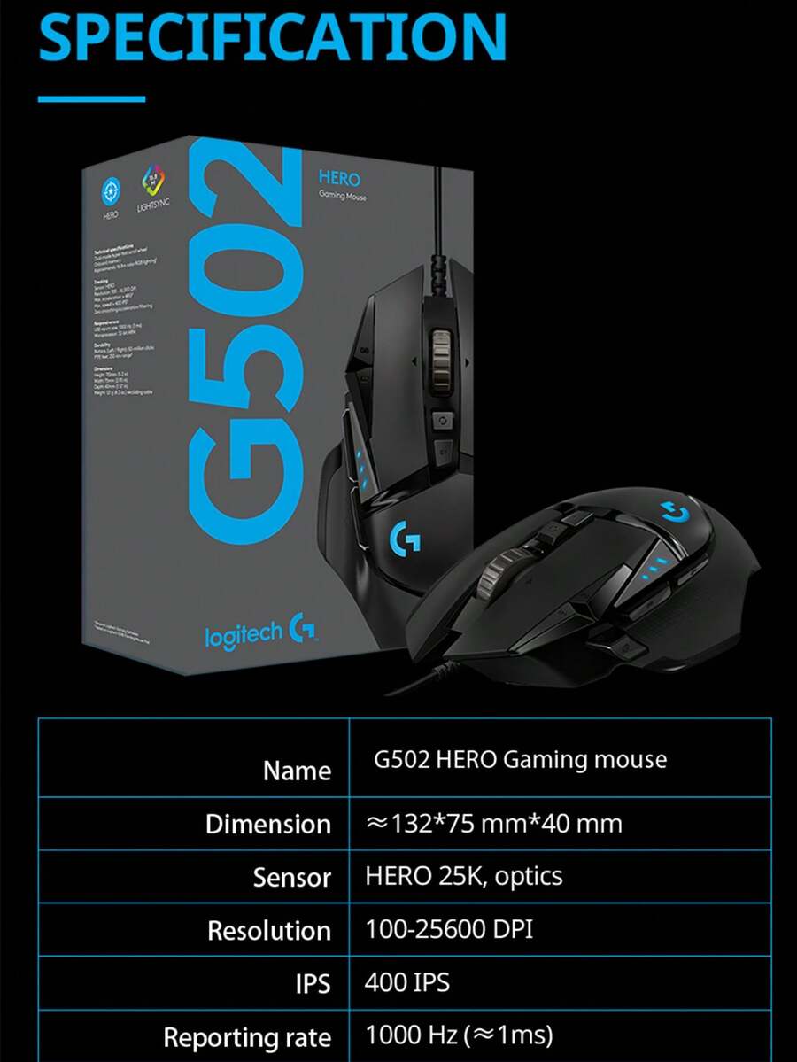 Logitech Best Selling G502hero Master Wired Gaming Mouse 502 Esports ...