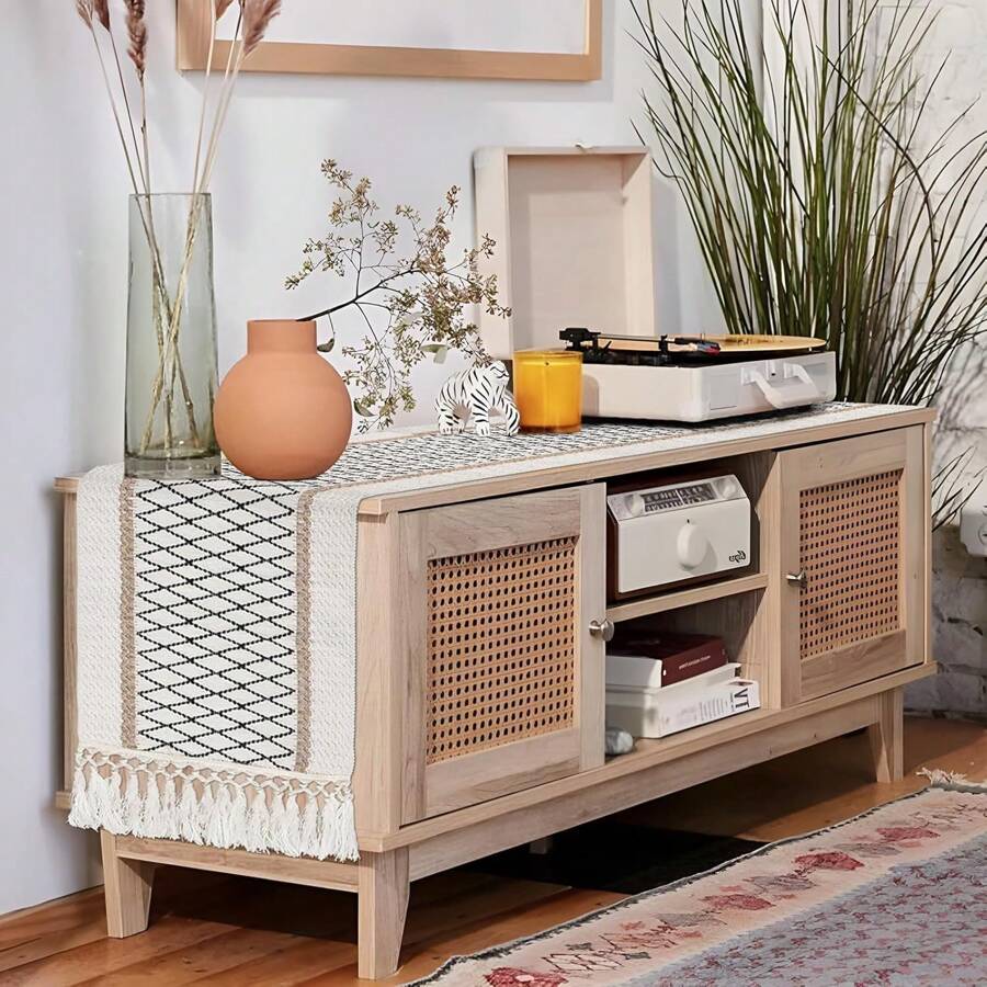 1pc Boho Table Runner Short, Summer Table Runners With Tassels, Macrame ...