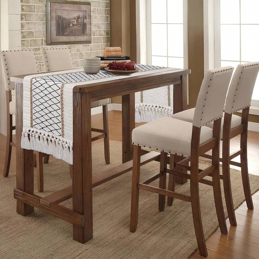 1pc Boho Table Runner Short, Summer Table Runners With Tassels, Macrame ...