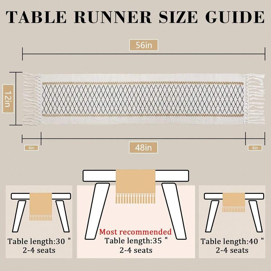 1pc Boho Table Runner Short, Summer Table Runners With Tassels, Macrame ...