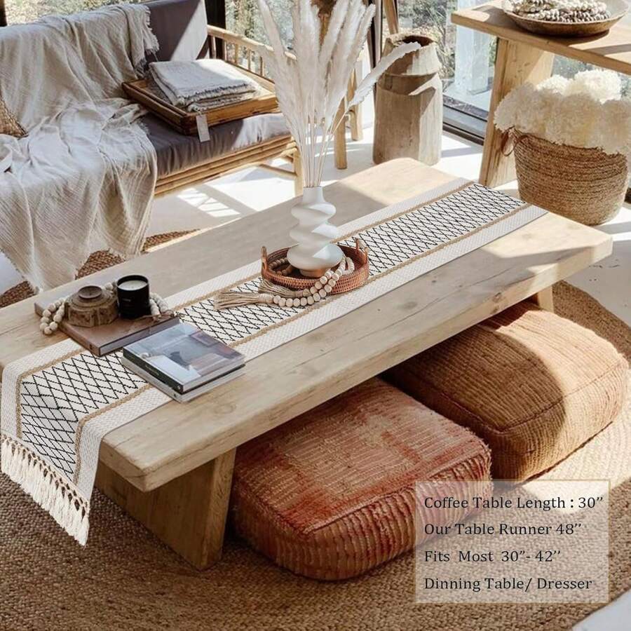 1pc Boho Table Runner Short, Summer Table Runners With Tassels, Macrame ...