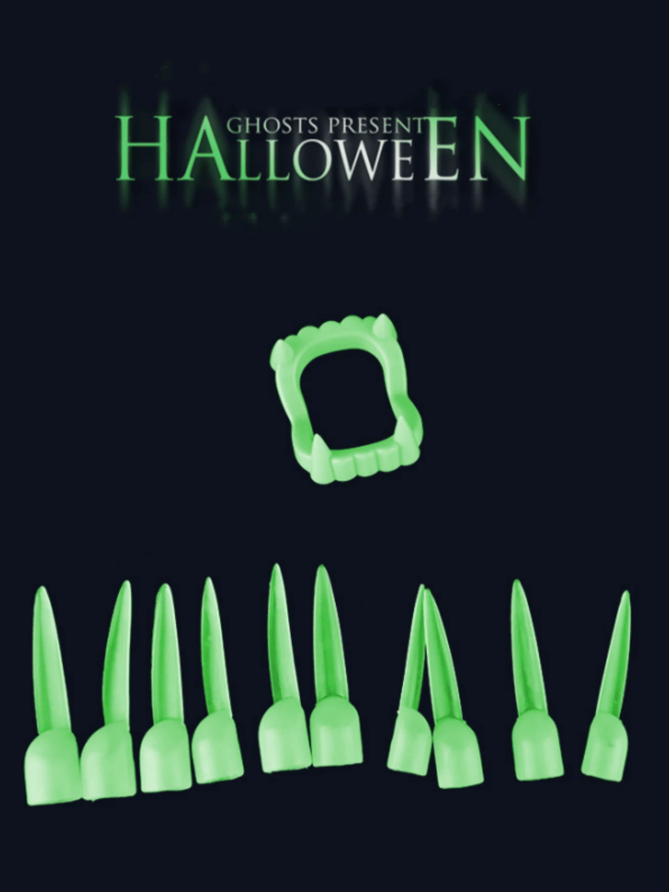 11pcs/Set Halloween Glow-In-The-Dark Dentures Finger Muffs, Scary Witch ...