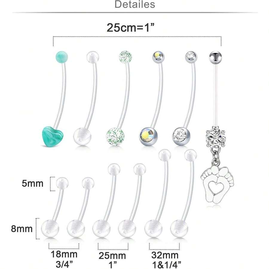 Plastic Pregnancy Belly Button Rings Long Bar Navel Rings For Maternity ...
