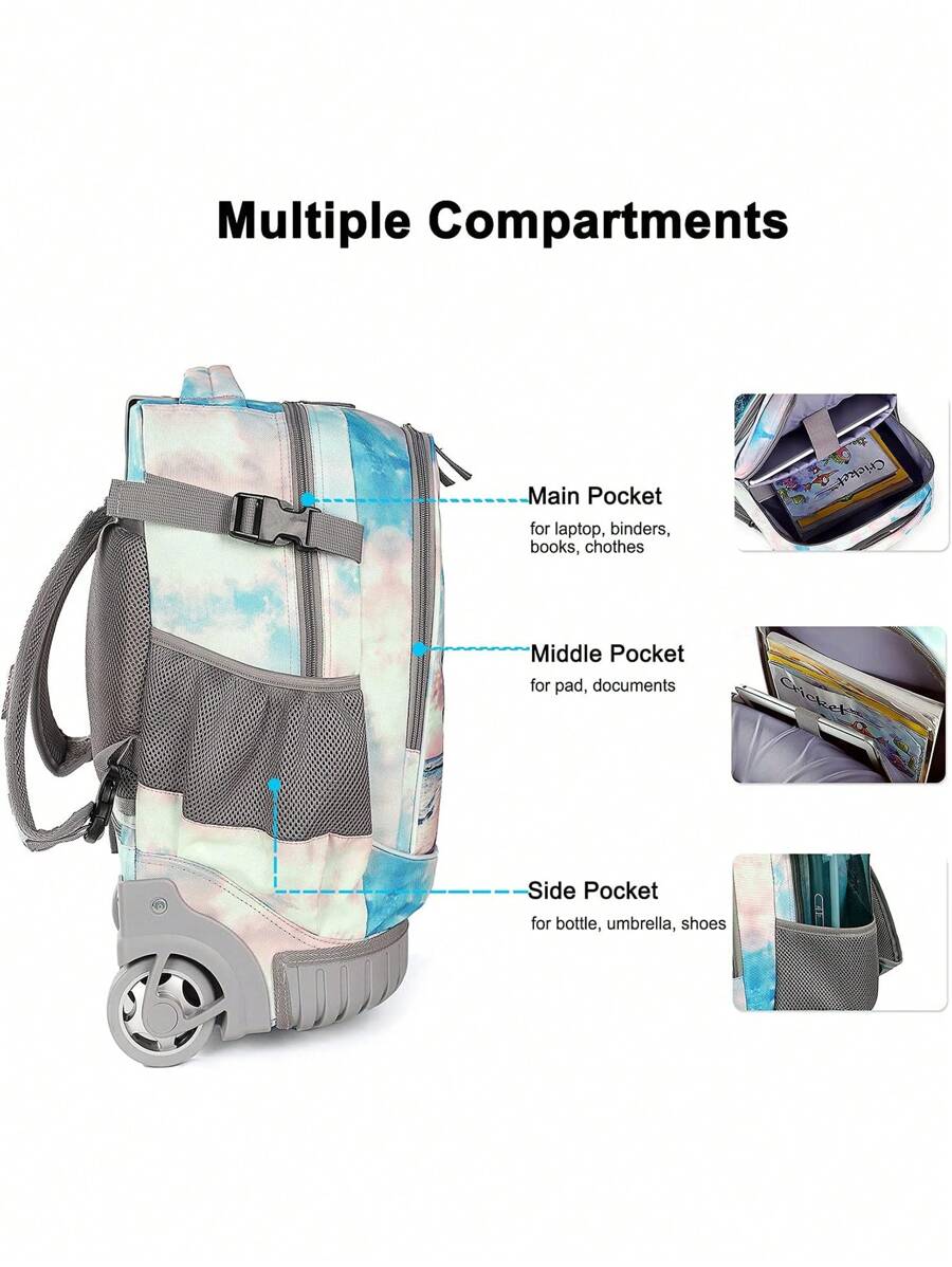 Tilami Rolling Backpack 19 Inch With Lunch Bag Wheeled Laptop Backpack ...