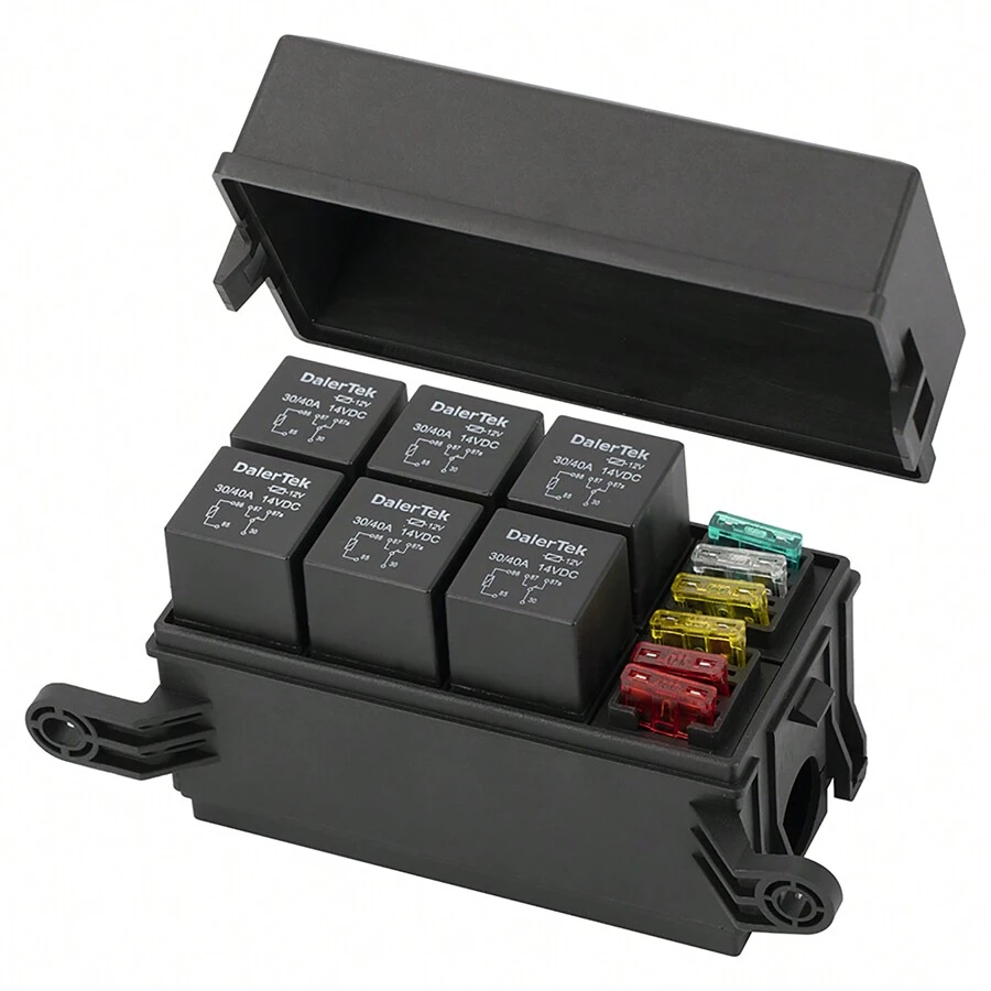 1 pieza Caja de relé de 12V con 6 espacios, bloque de fusible y relé ...