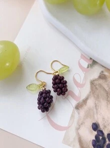 2 Pcs Fresh Summer Cute Resin Green And Purple Grape Fruit Drop Clip ...