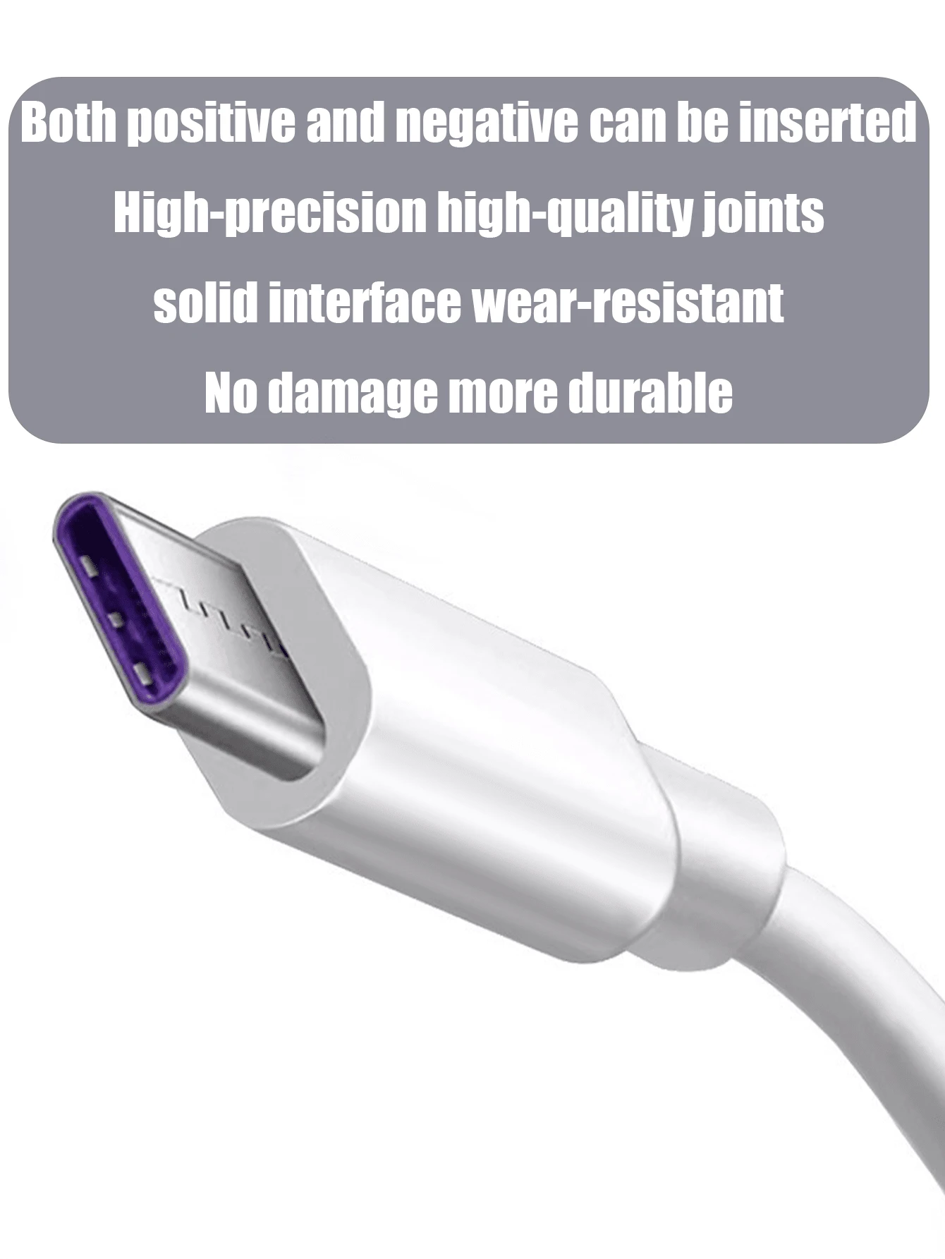 Usb To Type C Interface Data Cable Made Of Pvc Material White 0 3m