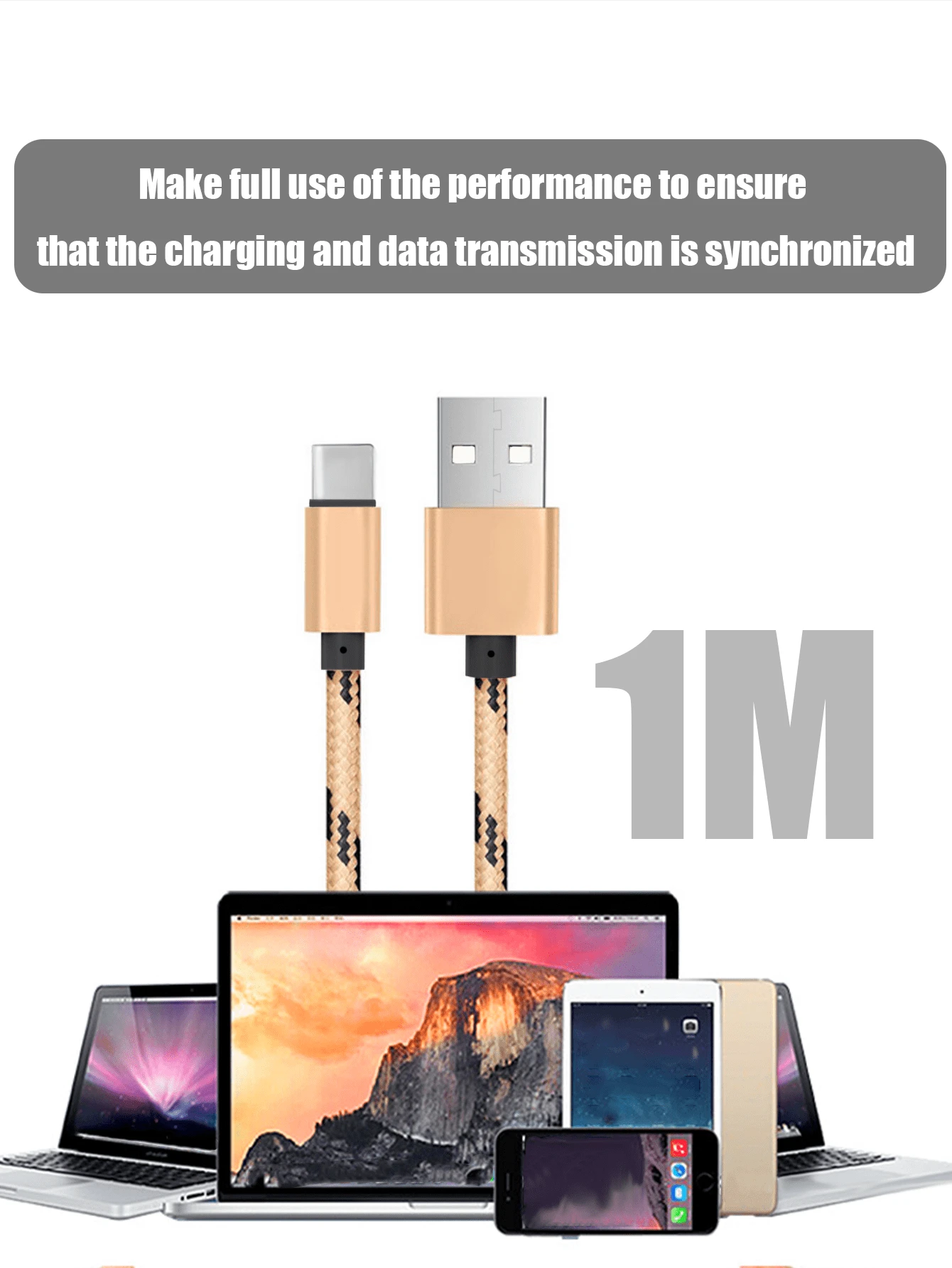 USB To TYPE-C Interface Data Cable, Gold Tiger Pattern Woven Material ...