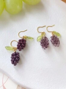 2 Pcs Fresh Summer Cute Resin Green And Purple Grape Fruit Drop Clip ...