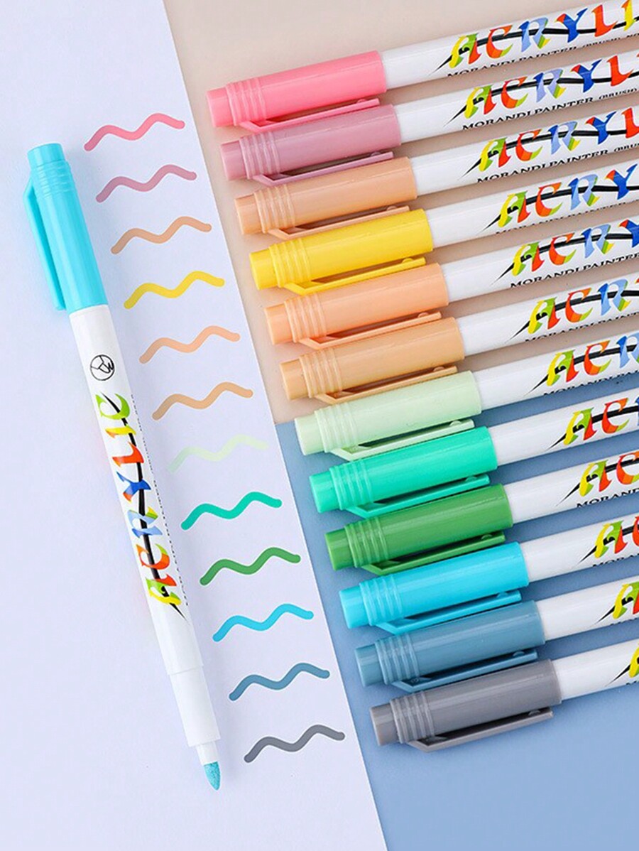 24 Colors Soft Tip Acrylic Marker Pens, Acrylic Paints, Watercolor Pens ...