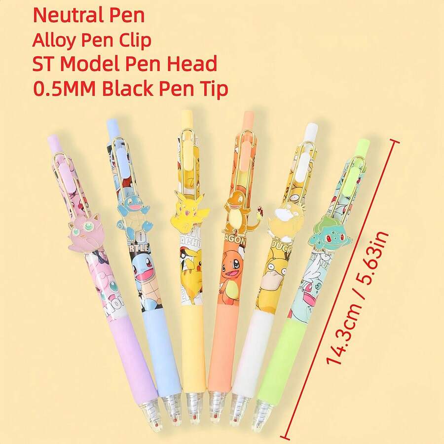 pokemon 6 Styles Neutral Pen Alloy Patch ST Pen Head Anime Figure Image ...