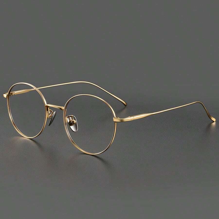 Pure Titanium Ultra-Light Eyeglasses Frame, Retro Round Unisex Vintage ...