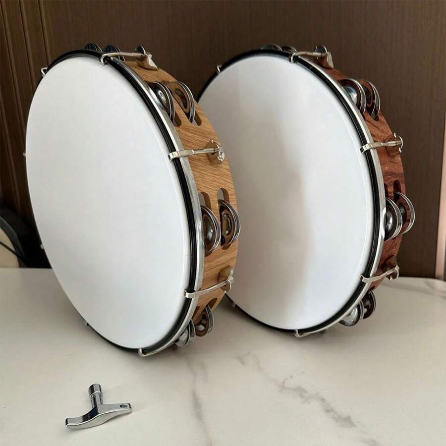 1PC 10-Inch Tambourine Double Row Stainless Steel Bells With Adjustment ...