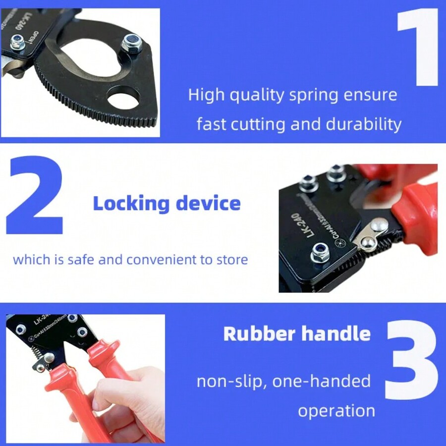 Ratchet Cable Cutting Plier Copper Aluminium Wire Cutter Ratcheting For Up To 240mm2 Ratcheting ...