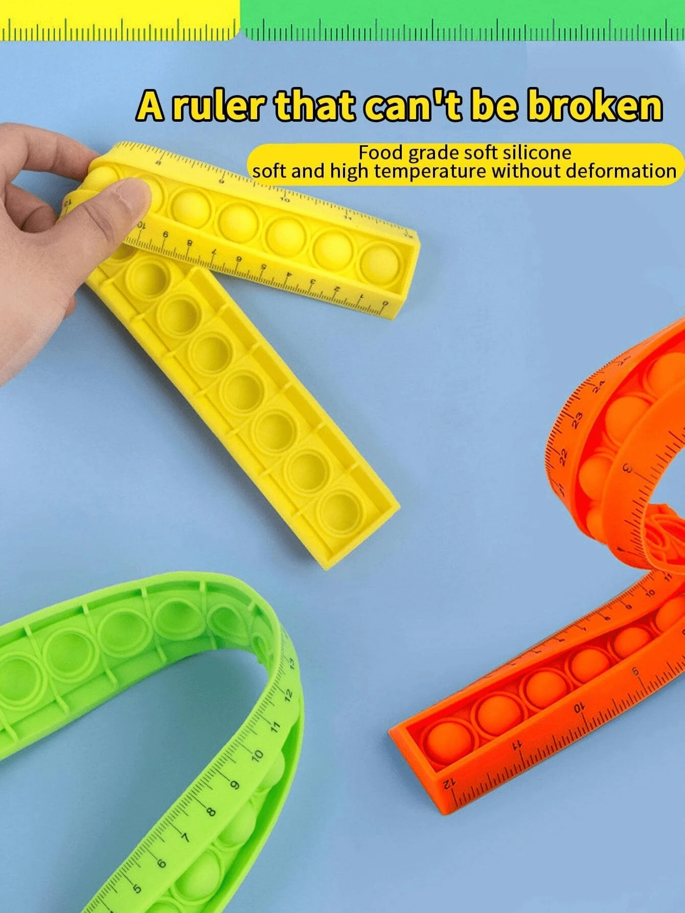 1pc Soft Multi-Color Silicone Folding Ruler With Scale, Pressure ...