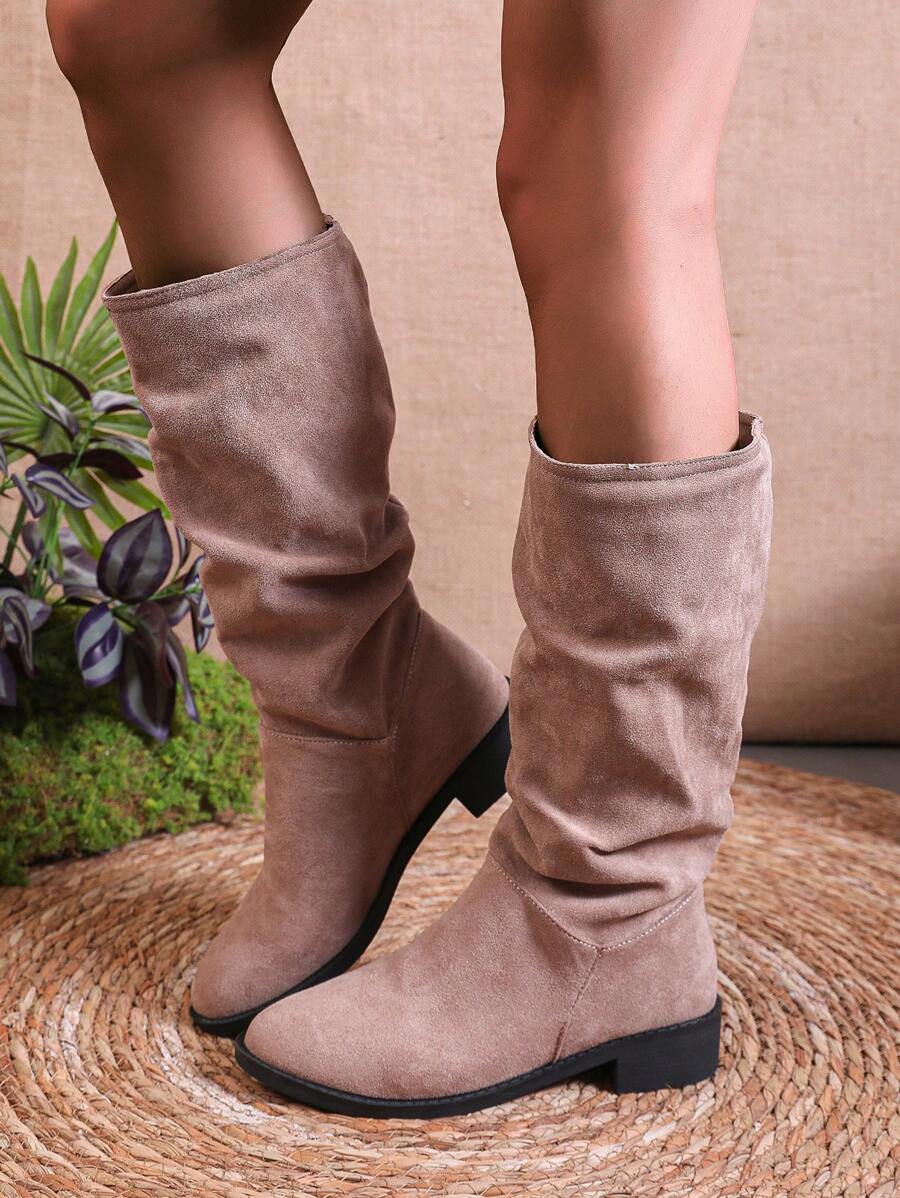 Botas plataforma de camurça acima do joelho para mulheres, botas de ...